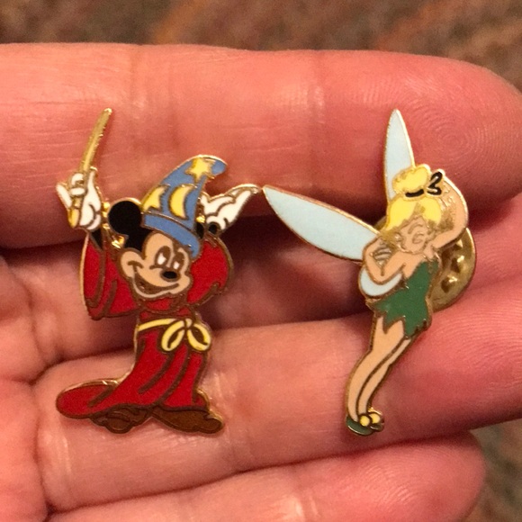 Disney | Jewelry | Disney Mickey And Tinker Bell Enamel Pins | Poshmark